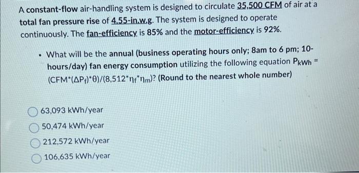Solved A constant-flow air-handling system is designed to | Chegg.com