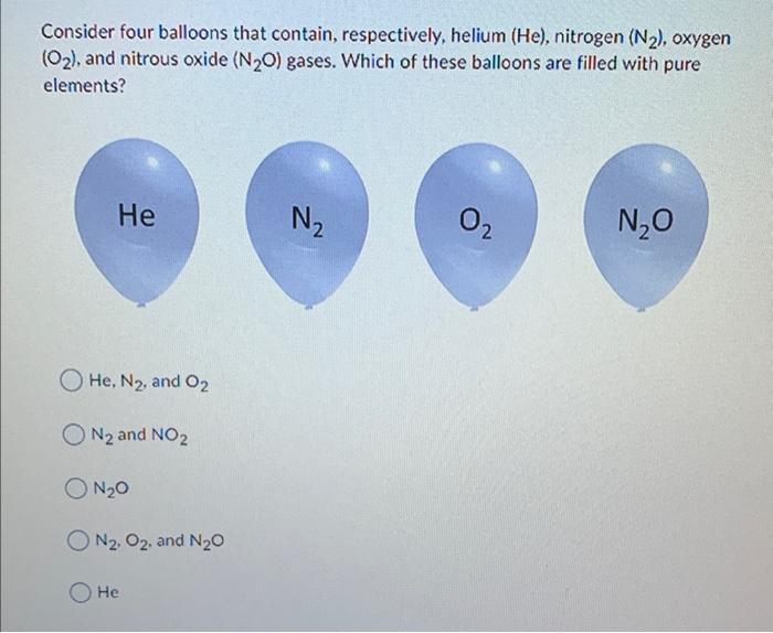 Solved Consider four balloons that contain, respectively, | Chegg.com