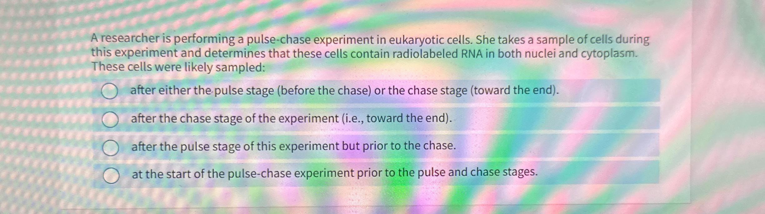 Solved A researcher is performing a pulse-chase experiment | Chegg.com