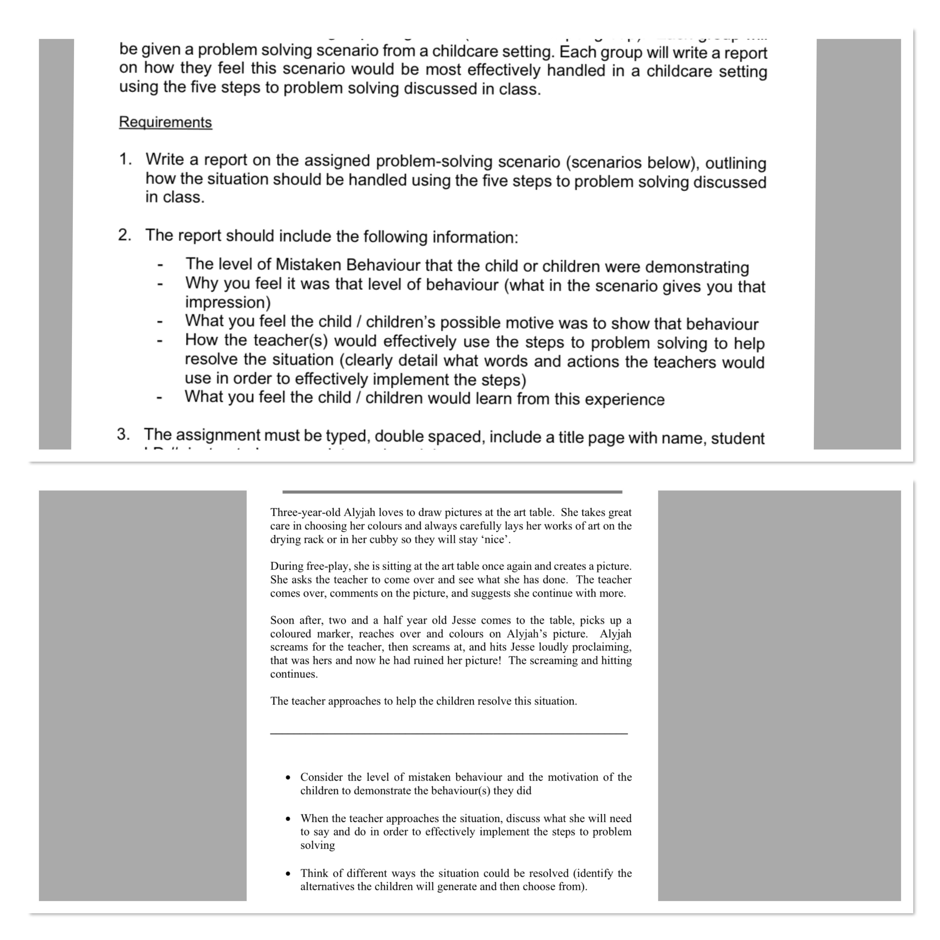 Solved be given a problem solving scenario from a childcare | Chegg.com