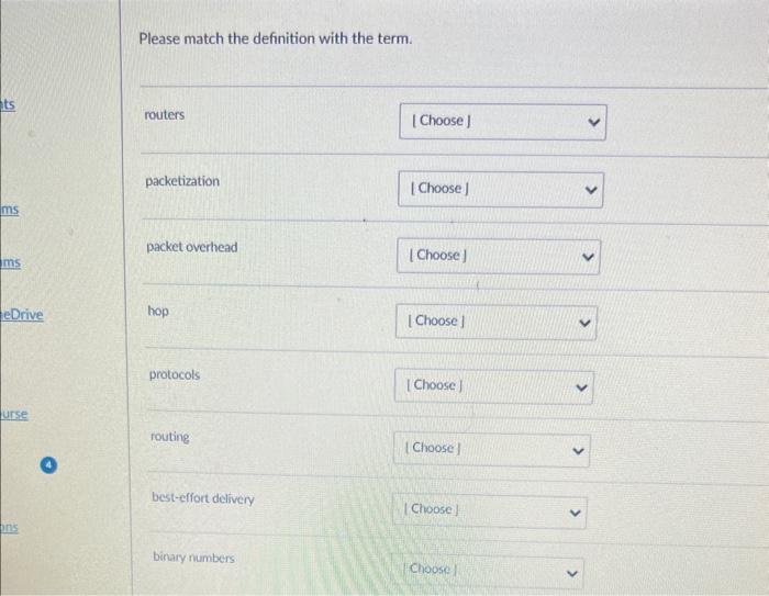 Solved Please match the definition with the term. routers | Chegg.com