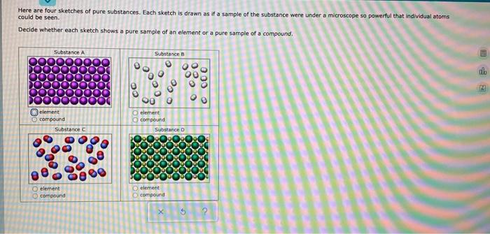 Solved Here are four sketches of pure substances. Each | Chegg.com