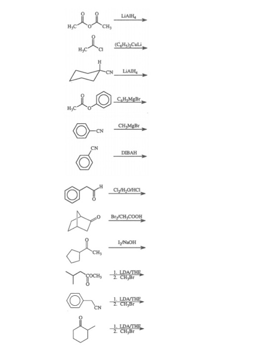 Solved LIAH (CHCuLi HOMgBr. CH,MgBr DIBAH ३१२०० 2565 | | Chegg.com