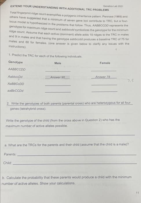 Solved Genetics Lab 2021 EXTEND YOUR UNDERSTANDING WITH | Chegg.com