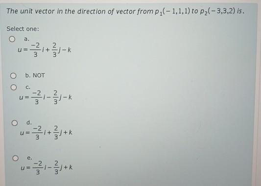 Solved The Unit Vector In The Direction Of Vector From