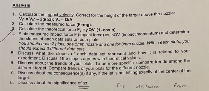 Solved Analysis 1. Calculate the impact velocity. Correct | Chegg.com
