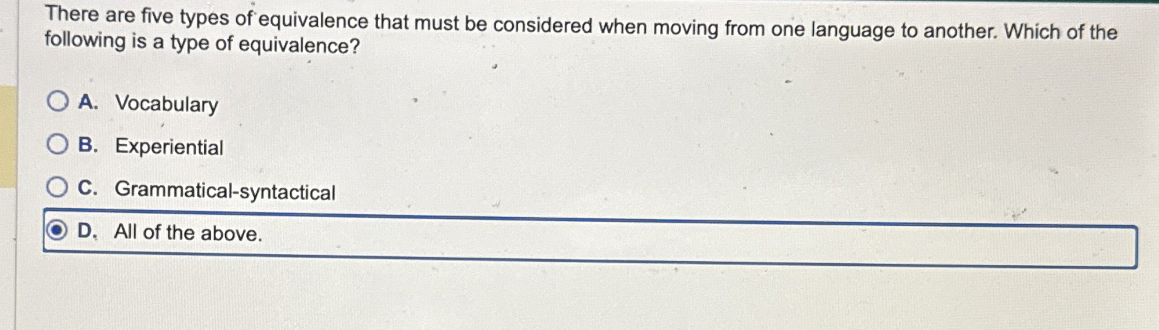 Solved There are five types of equivalence that must be | Chegg.com