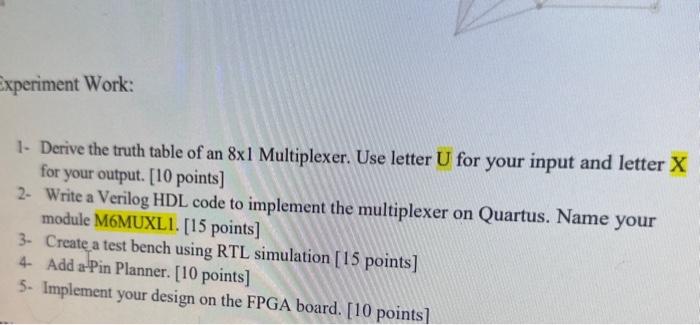 Solved 1- Derive the truth table of an 8×1 Multiplexer. Use | Chegg.com