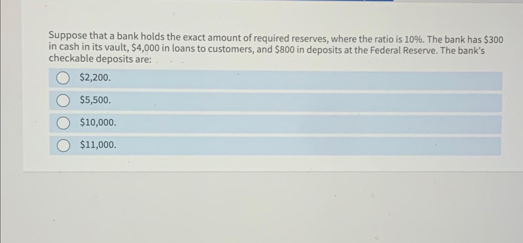 Solved Suppose that a bank holds the exact amount of | Chegg.com