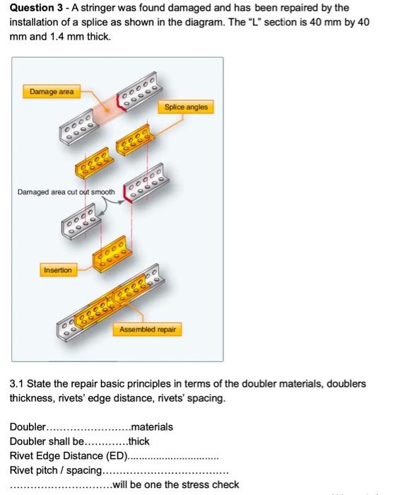 Solved Question 3 - A stringer was found damaged and has | Chegg.com