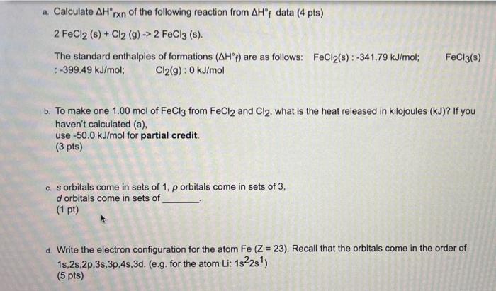 Solved a. Calculate AH"rxn of the following reaction from | Chegg.com