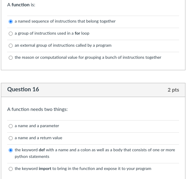 Solved A function is:a named sequence of instructions that | Chegg.com