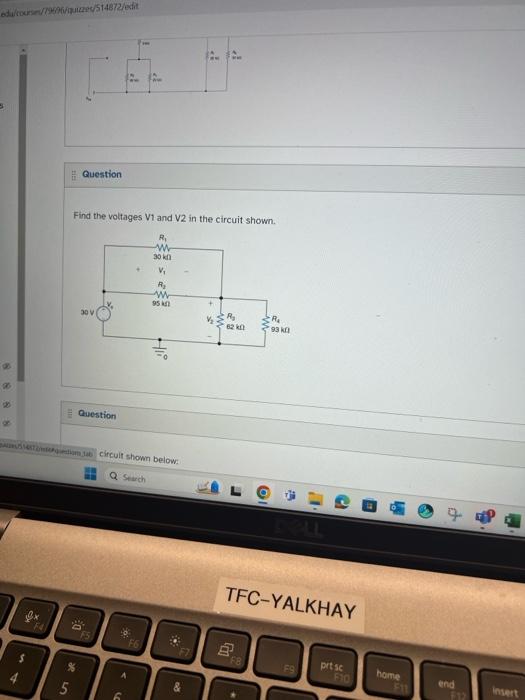 Solved Find the voltages V1 and V2 in the circuit shown. | Chegg.com