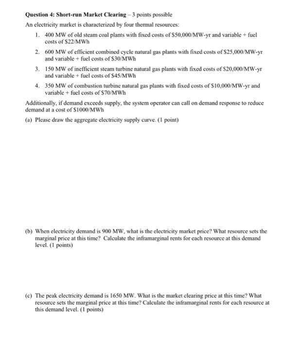 Solved Question 4: Short-run Market Clearing - 3 points | Chegg.com Solved Question 4: Short-run Market Clearing - 3 points | Chegg.com