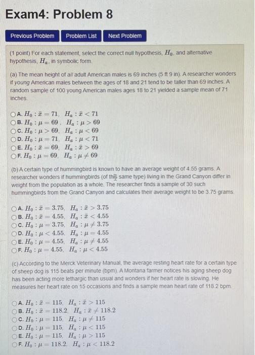 Solved Exam4: Problem 8 Previous Problem Problem List Next | Chegg.com