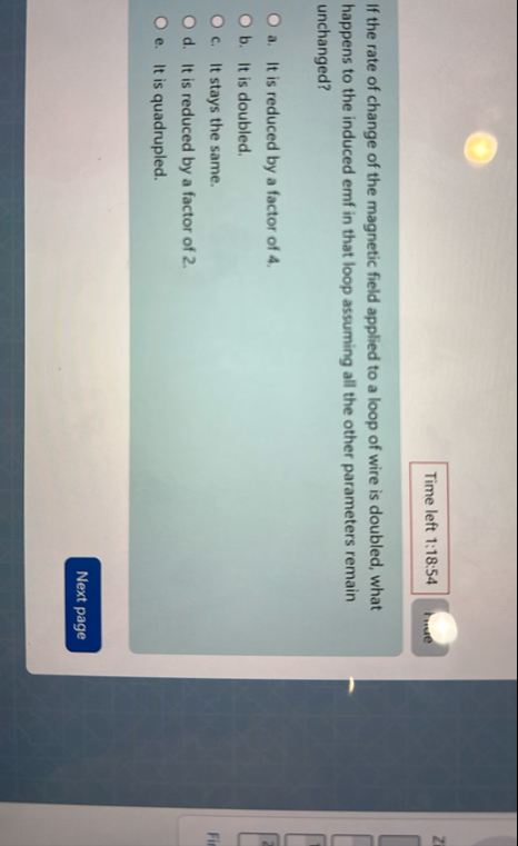 Solved Time left 1:18:54If the rate of change of the | Chegg.com