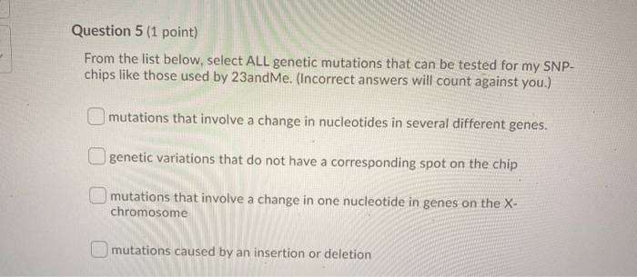 Solved Question 5 (1 point) From the list below, select ALL | Chegg.com