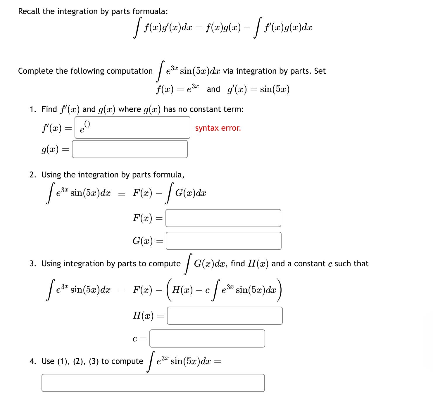 Solved Recall the integration by parts | Chegg.com