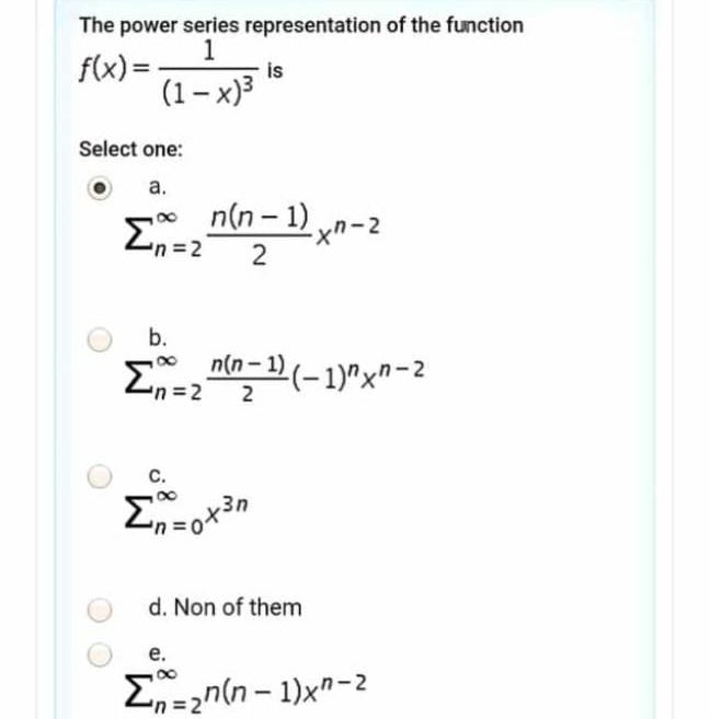 Solved The power series representation of the function | Chegg.com