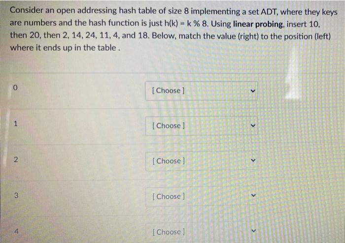 Solved Consider an open addressing hash table of size 8 | Chegg.com