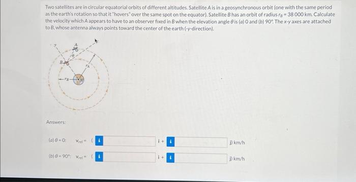 Solved Two satellites are in circular equatorial orbits of | Chegg.com
