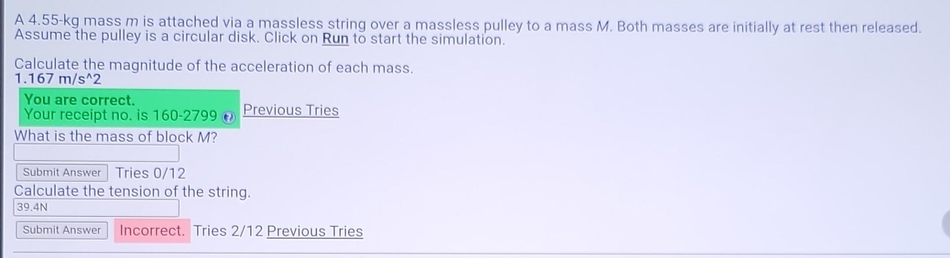 Solved Maquina de atwood (3 partes) Points: 3A 4.55−kg mass | Chegg.com