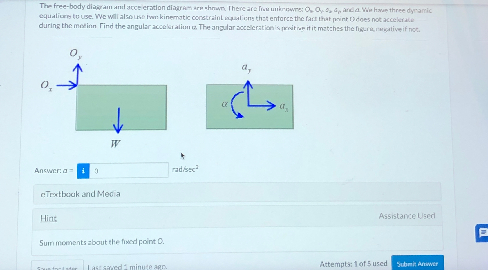 The free-body diagram and acceleration diagram are | Chegg.com