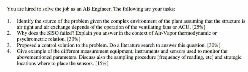 You are hired to solve the job as an AB Engineer. The | Chegg.com