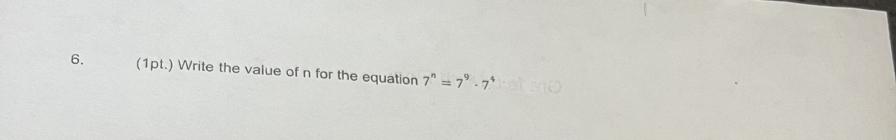 Solved (1pt.) ﻿Write the value of n ﻿for the equation | Chegg.com