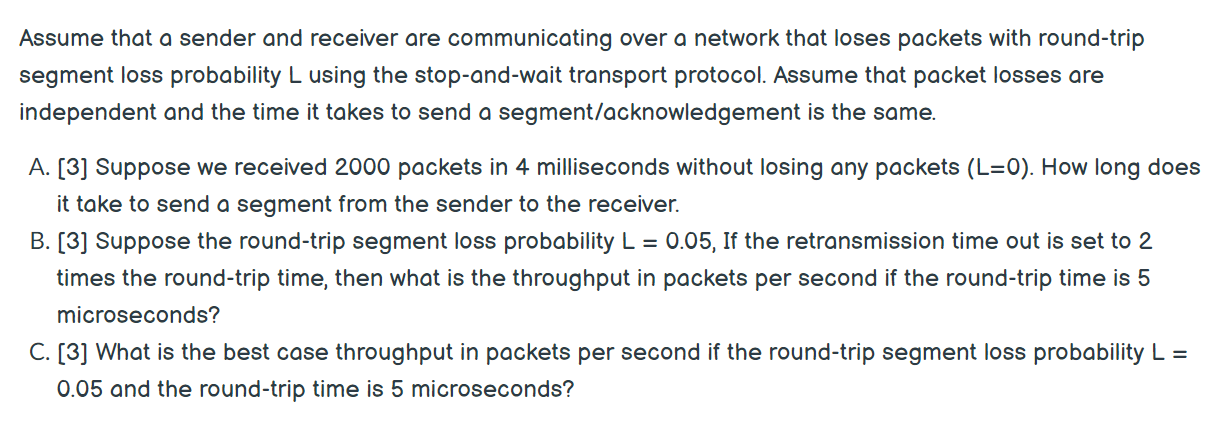 Solved Assume that a sender and receiver are communicating | Chegg.com