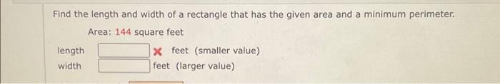 Find the length and width of a rectangle that has the | Chegg.com