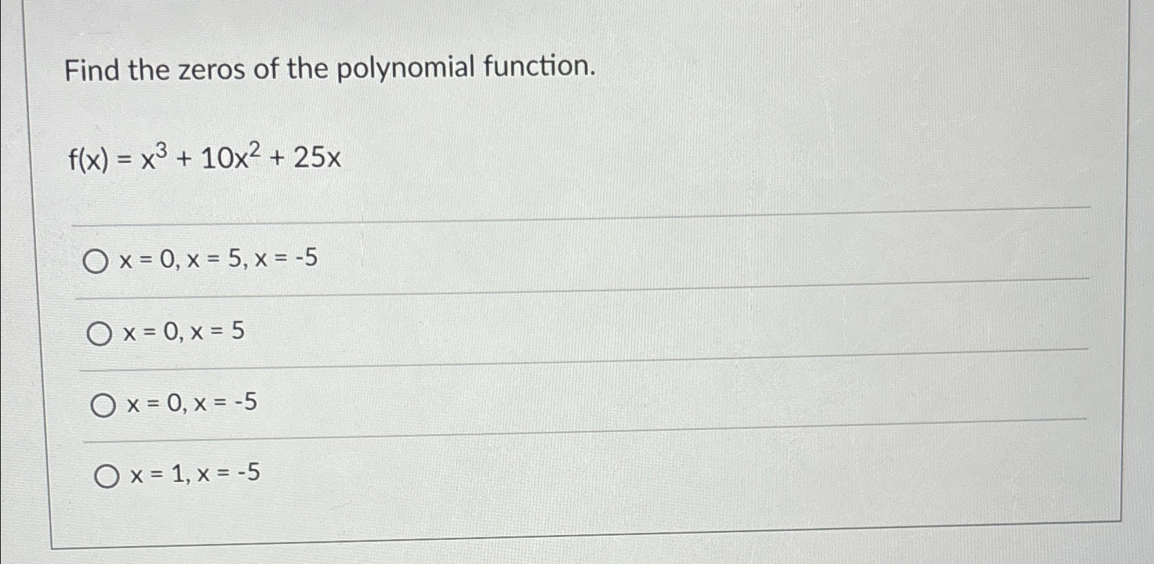 Solved Find the zeros of the polynomial | Chegg.com