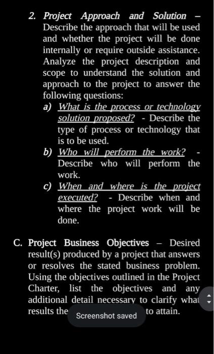 2. Project Approach and Solution Describe the | Chegg.com