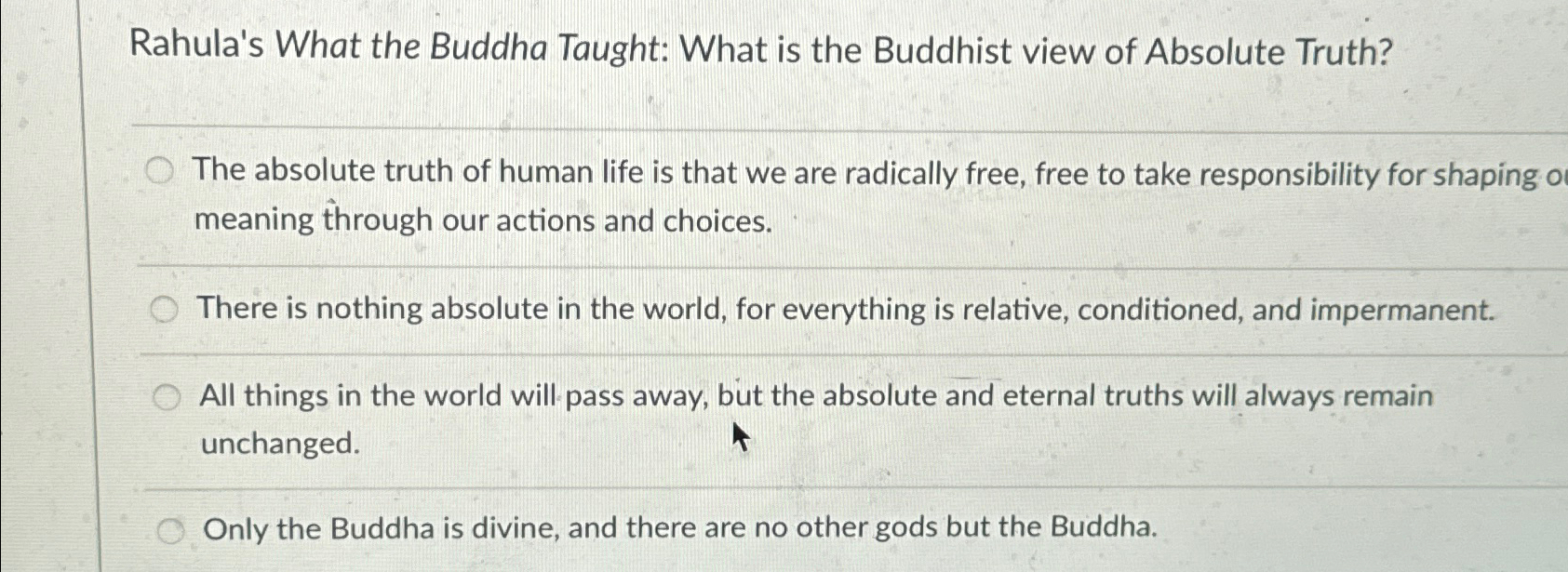 Solved Rahula's What the Buddha Taught: What is the Buddhist | Chegg.com