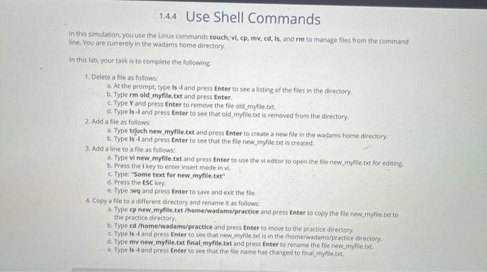 Solved 1.4.4 Use Shell Commands in this simulation, you use | Chegg.com