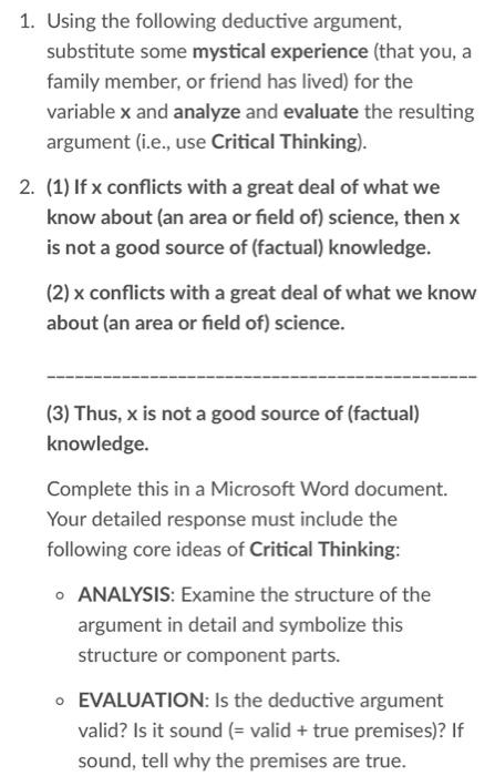 Solved 1. Using the following deductive argument, substitute | Chegg.com