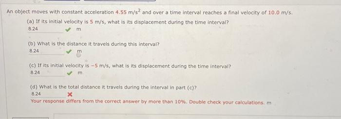 An Object Moves With Constant Acceleration 4 55 M S2