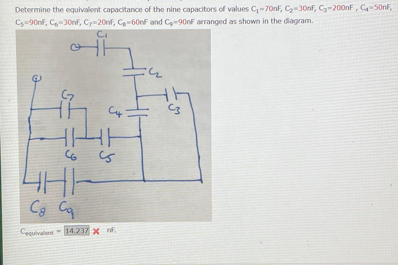 Solved Determine the equivalent capacitance of the nine | Chegg.com