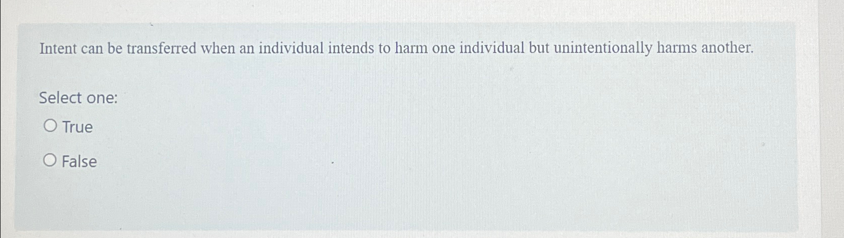 Solved Intent can be transferred when an individual intends | Chegg.com