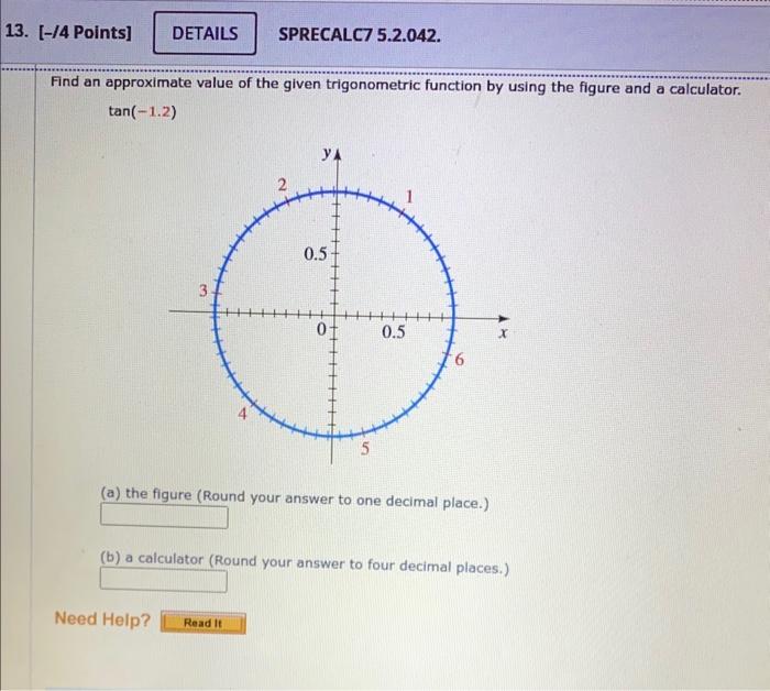 Solved Find an approximate value of the given trigonometric | Chegg.com