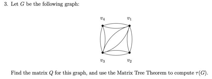 Solved 3. Let G be the following graph: Find the matrix Q | Chegg.com