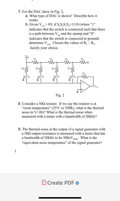Solved 7. For the DAC show in Fig. 2, a. What type of DAC is | Chegg.com