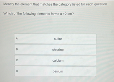 Solved Identify the element that matches the category listed | Chegg.com