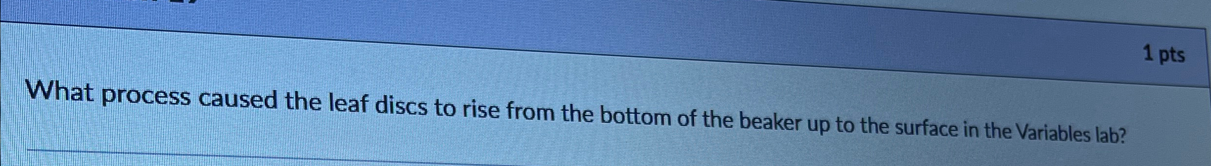 Solved 1 ﻿ptsWhat process caused the leaf discs to rise from | Chegg.com