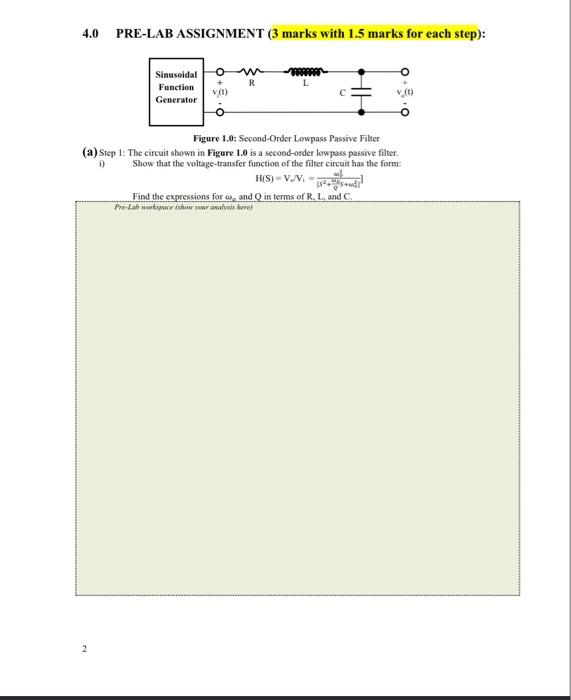 Solved 4.0 PRE-LAB ASSIGNMENT (3 marks with 1.5 marks for | Chegg.com