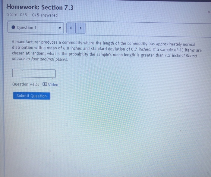 Solved Homework Section 7 3 Score 0 5 0 5 Answered Pa