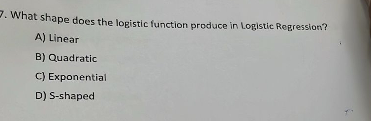 Solved 7hat shape does the logistic function produce in | Chegg.com