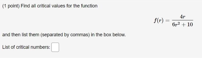 Solved (1 point) The function f(x) = (5x – 9)e21 has one | Chegg.com