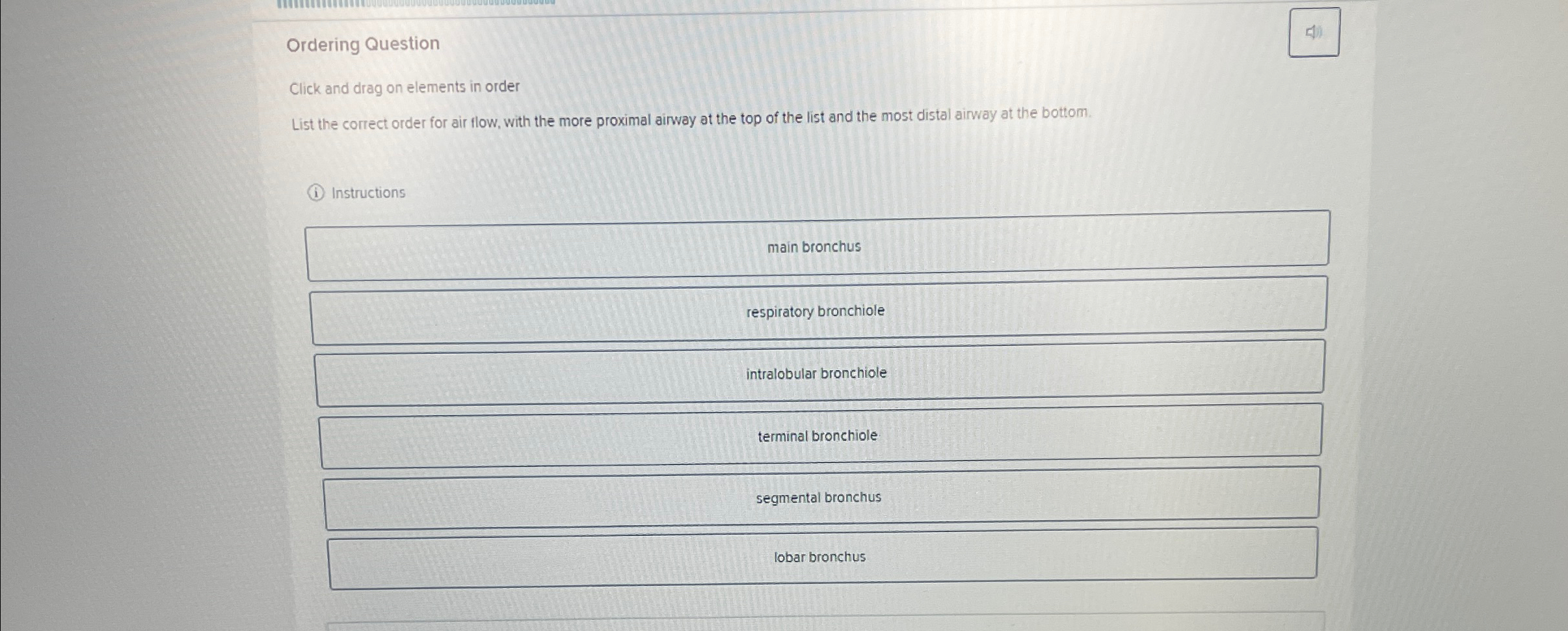 Solved Ordering Question ﻿Ick and drag on elements in | Chegg.com