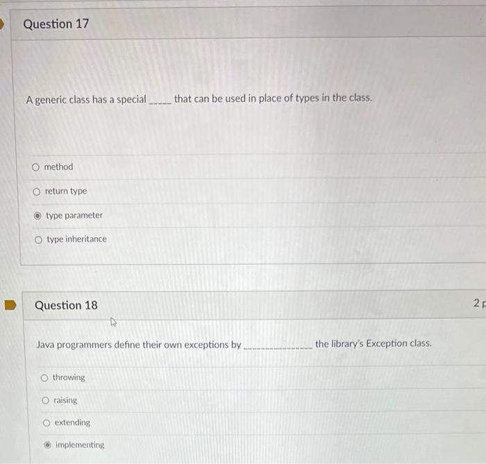 Solved Question 17 A generic class has a special that can be | Chegg.com